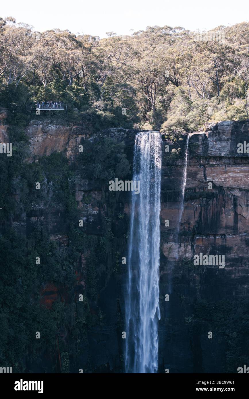 Tall waterfall drops from cliff at Fitzroy Falls, Australia Stock Photo ...