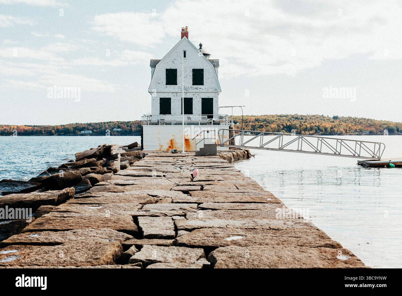 Rockland Breakwater Lighthouse at end of stone pier, Rockland, Maine ...