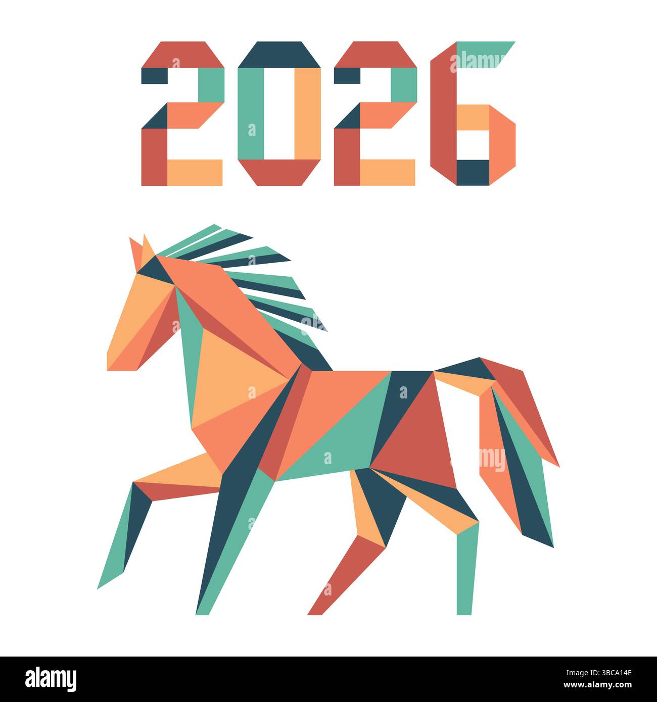 Happy new year Vector illustration Origami Symbol of 2026 on Chinese ...