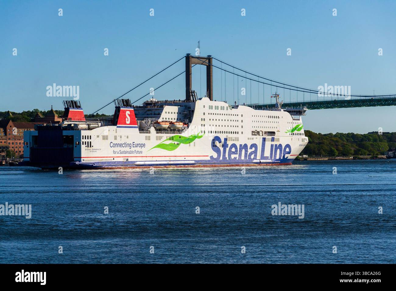 MS Stena Germanica cruiseferry by Stena Line leaving port near Alvsborg ...