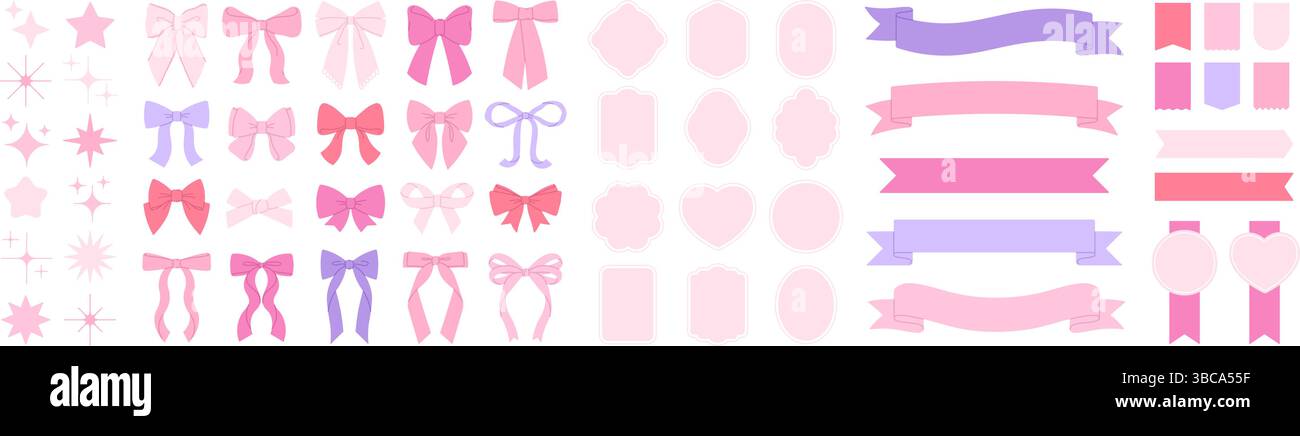 Bow ribbons and frames. Badges stars banners template design ...
