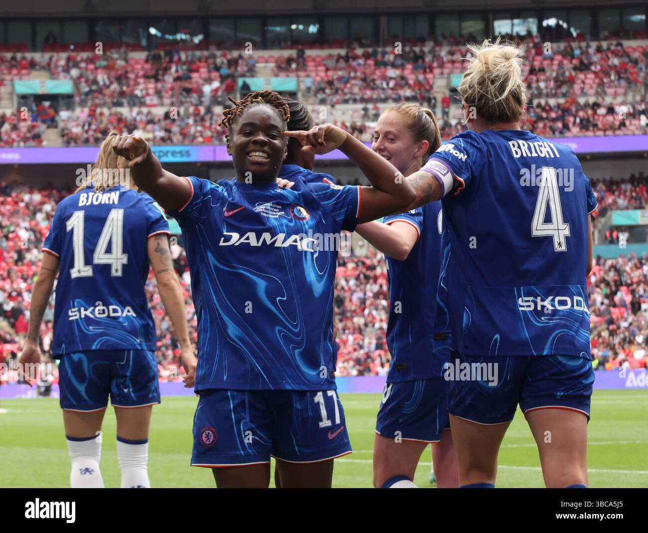 London, UK. 18th May, 2025. Chelsea Women Sandy Baltimore celebrates ...