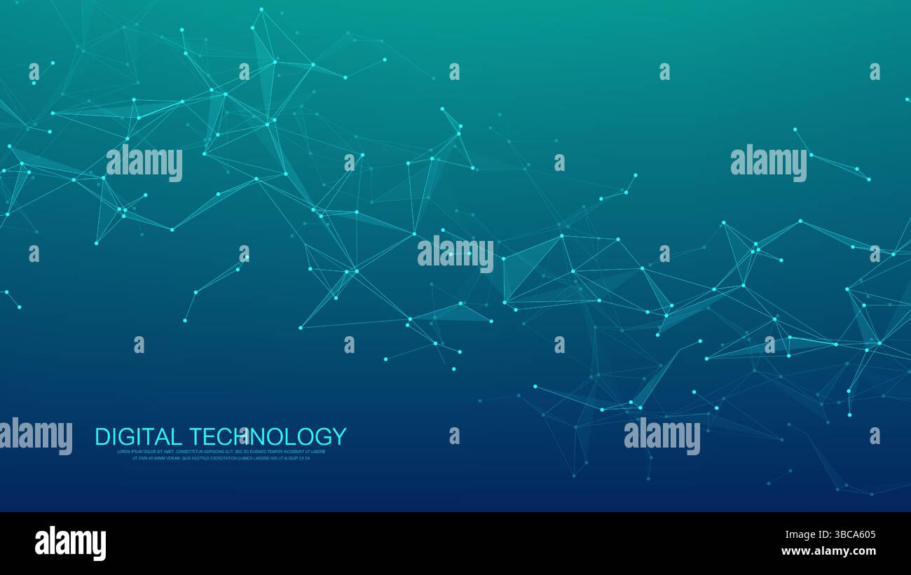 Abstract tech network connection dots. Digital technology and big data analysis background ...