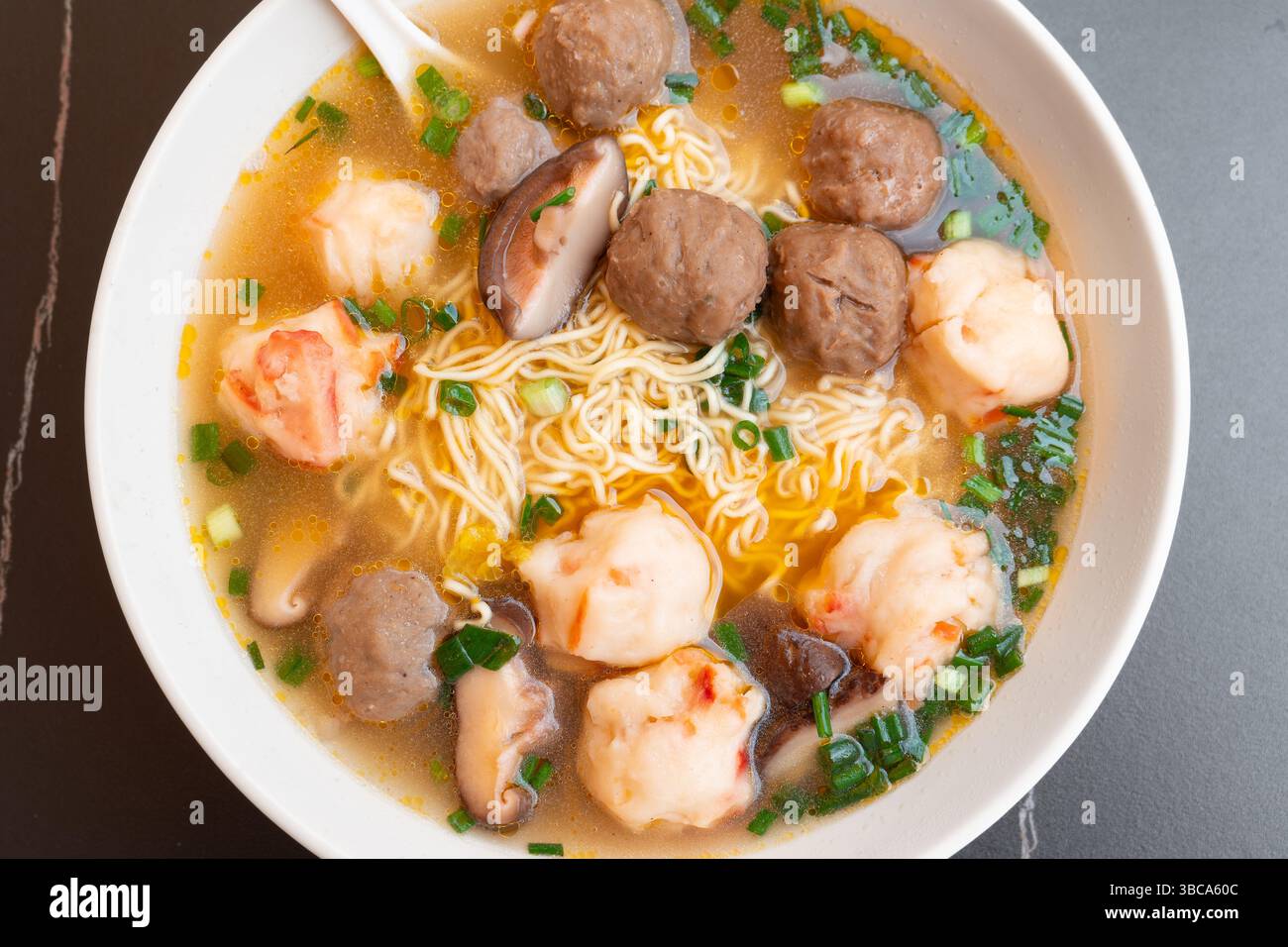top view bowl of ChaoZhou beef offal and various seafood ingredients at ...