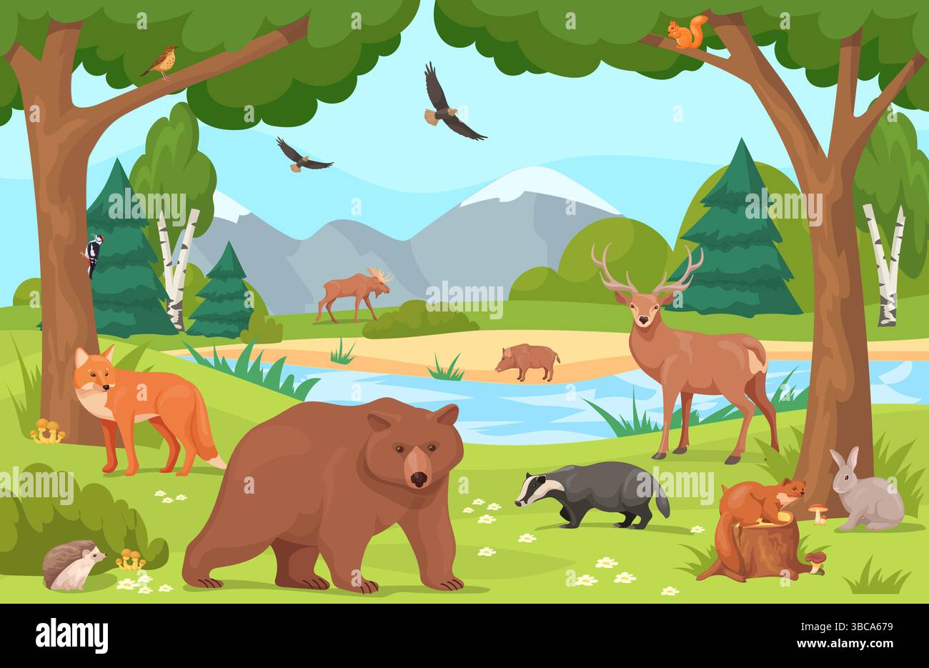 Ecosystem land water animals Stock Vector Images - Alamy