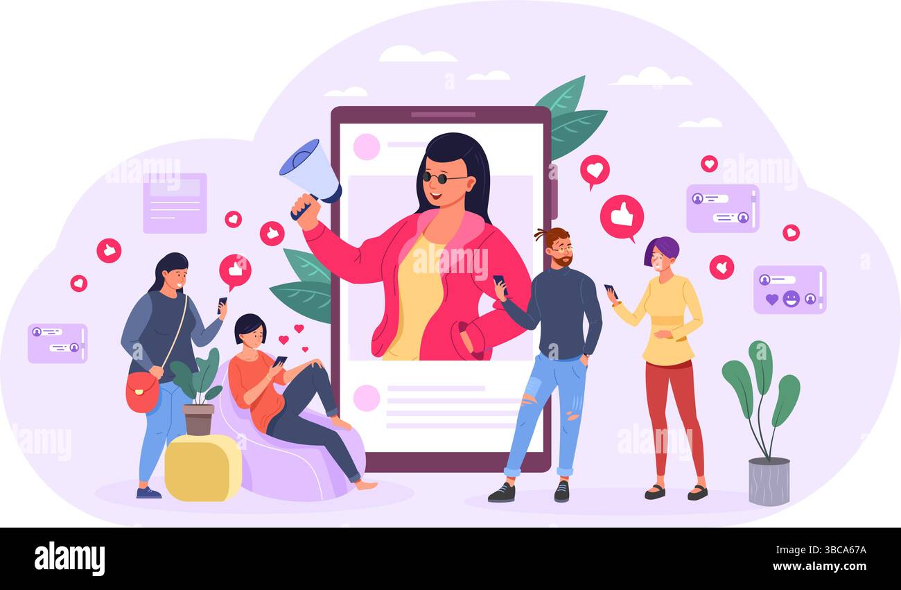 Social post and famous network content Stock Vector Images - Alamy