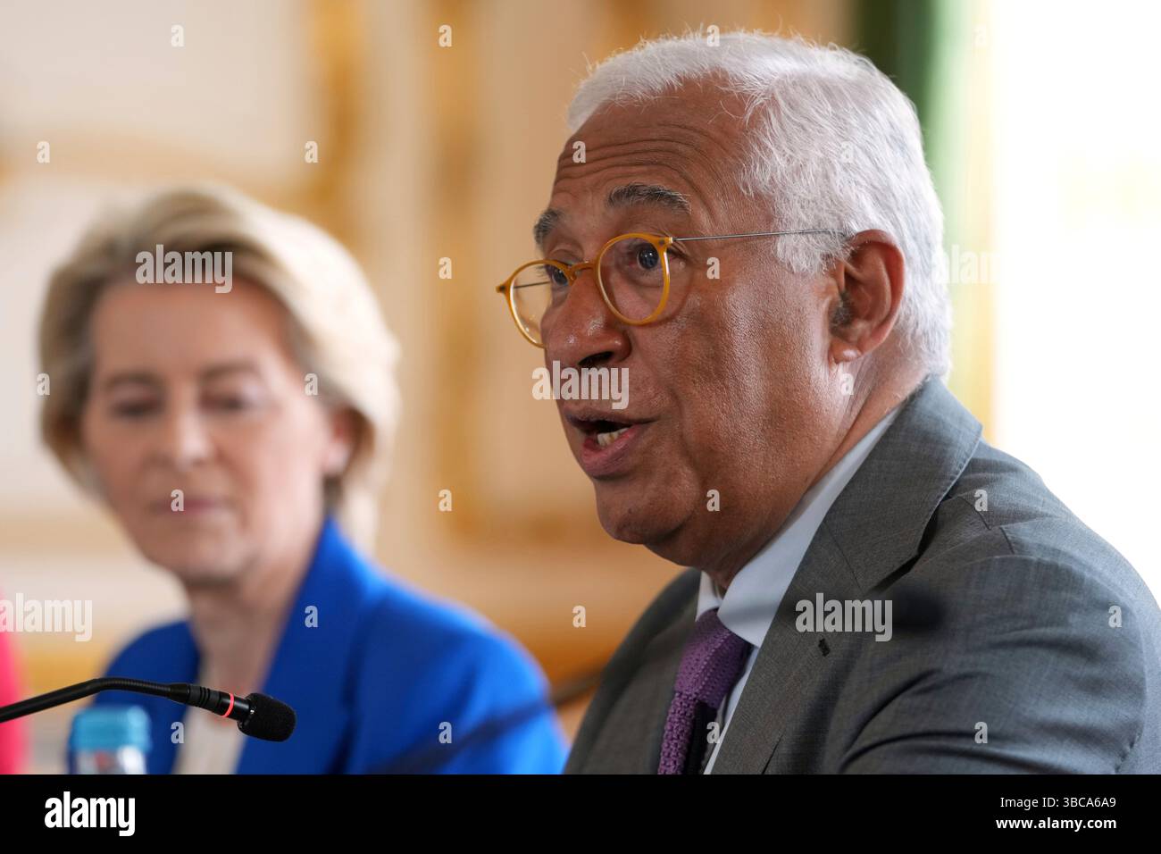 European Council President Antonio Costa speaks during a meeting ...