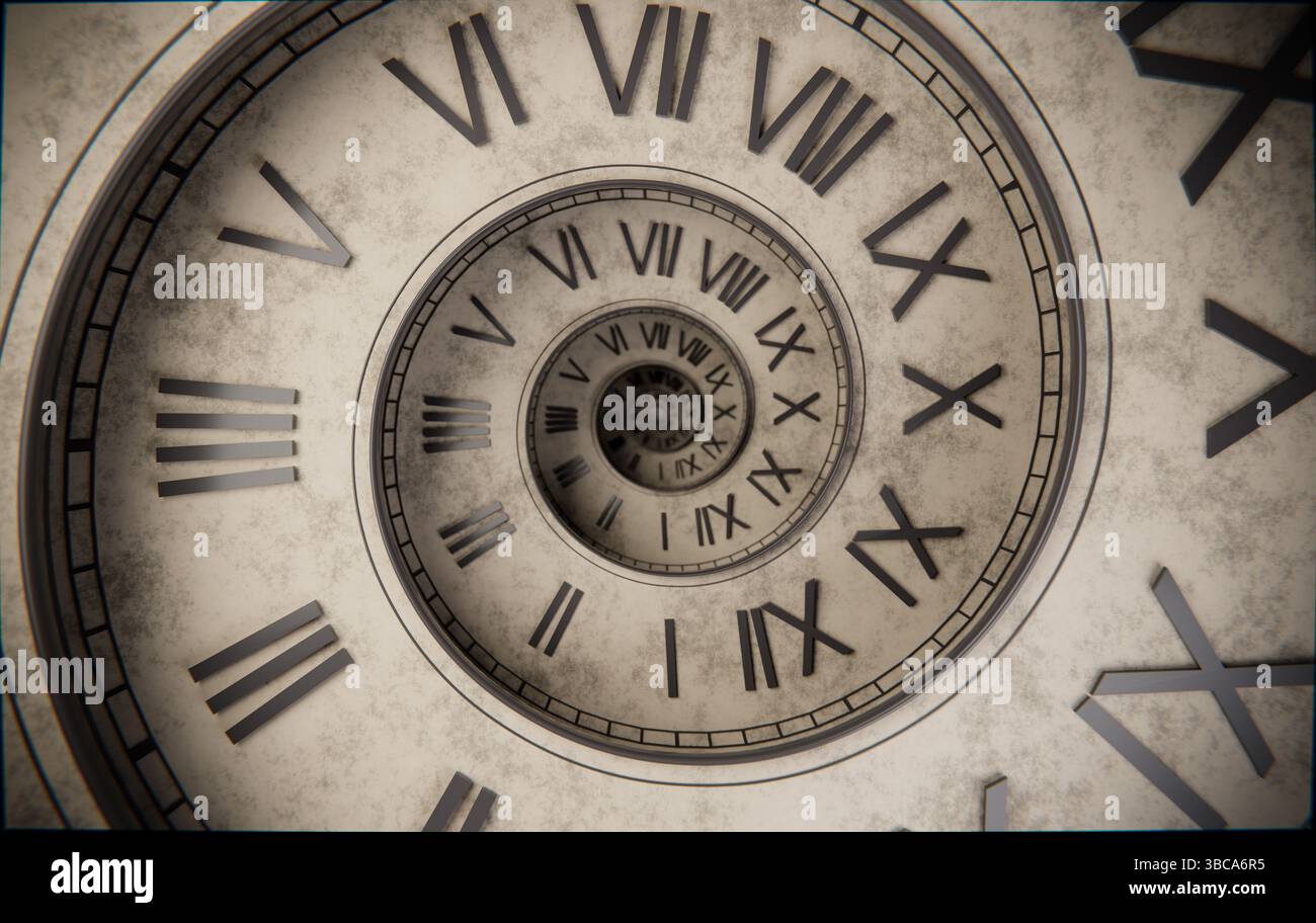 Aged Spiral Clock Face, Vintage Time Concept Background Stock Photo - Alamy