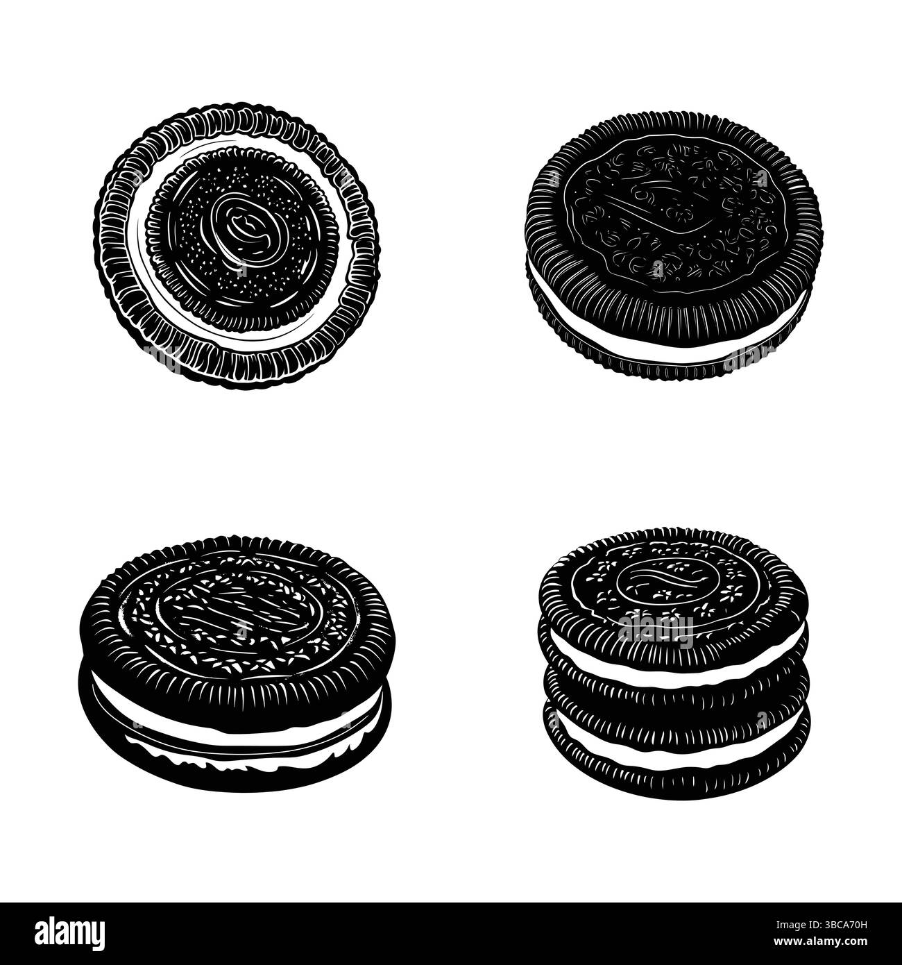 Oreo Cookies black silhouette clipart on a white background Stock ...