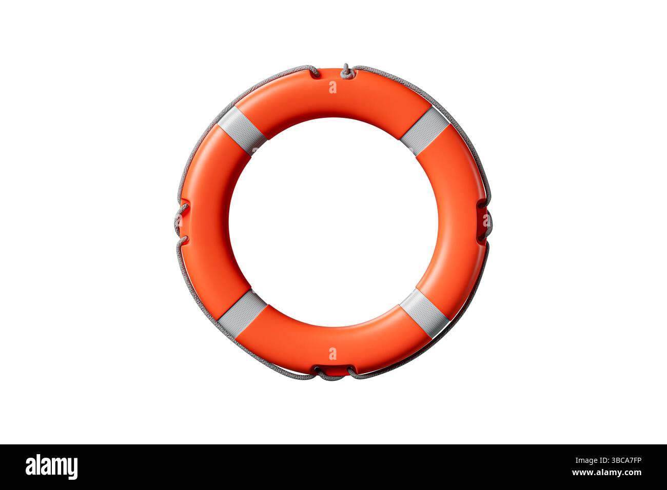 Orange life preserver is shown on a white background. The life ...