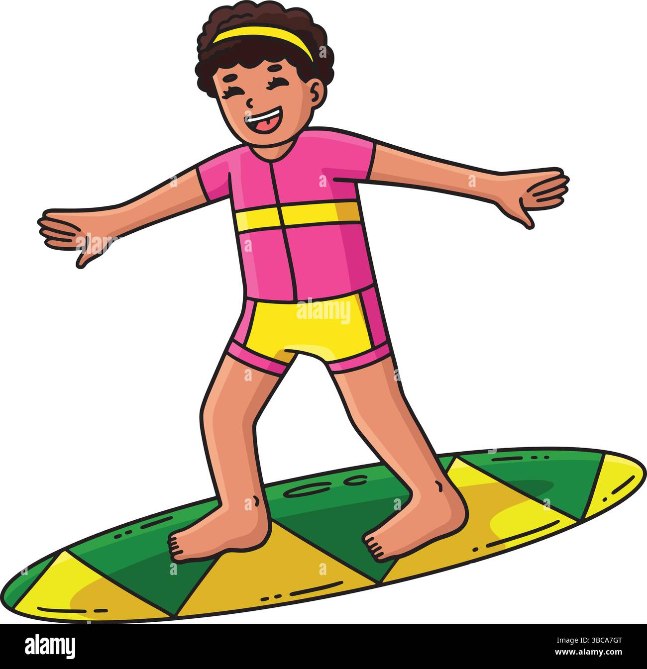 Surfing Girl Cartoon Colored Clipart Illustration Stock Vector Image ...