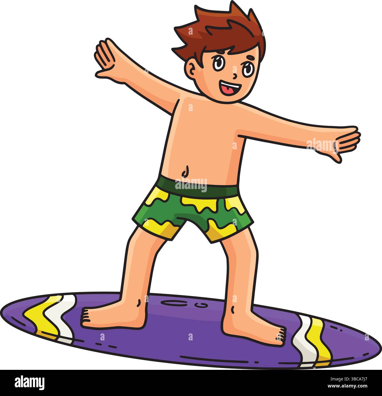 Surfing Boy Cartoon Colored Clipart Illustration Stock Vector Image ...