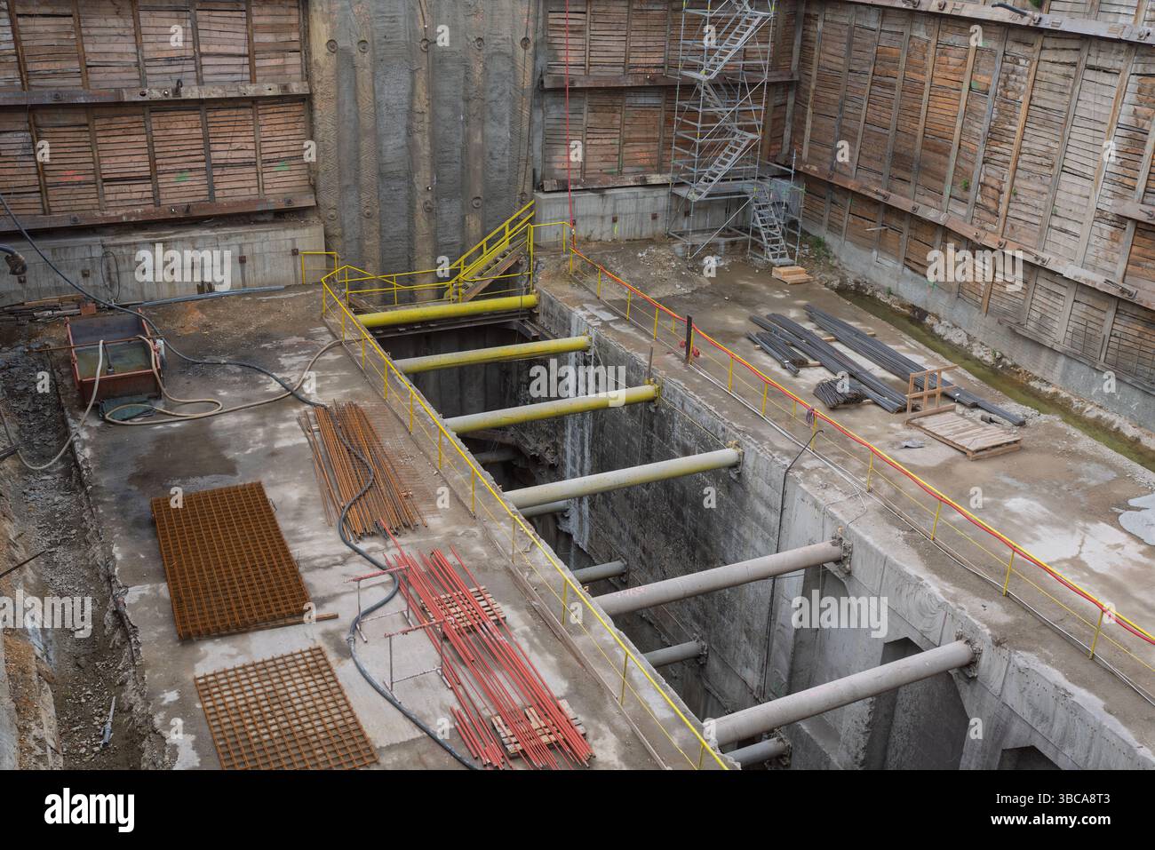 Construction of Prague Metro Line D. Construction pit at future station ...