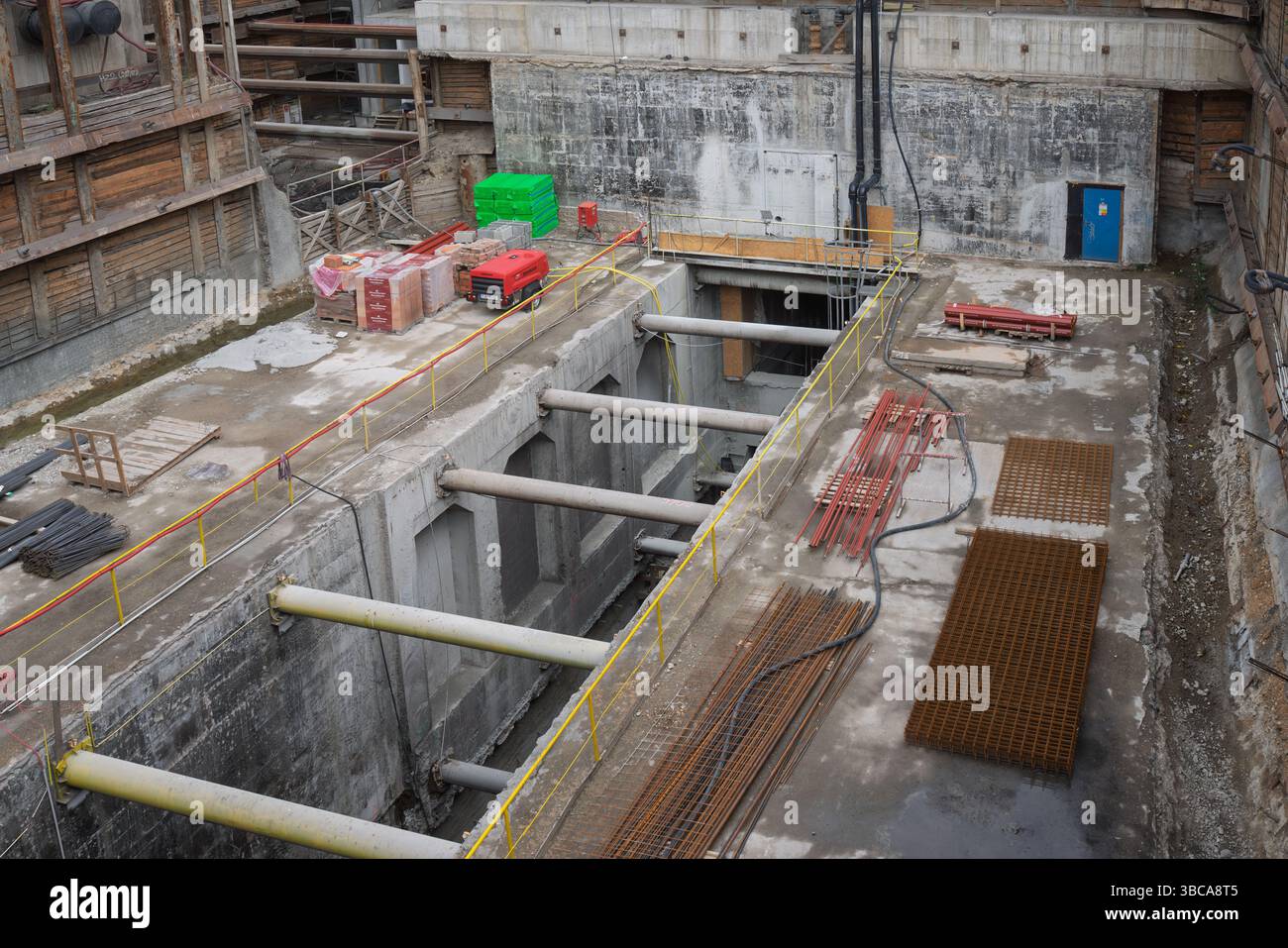 Construction of Prague Metro Line D. Construction pit at future Pankrác ...