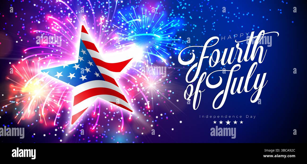 4th of July Independence Day of the USA Vector Illustration with ...