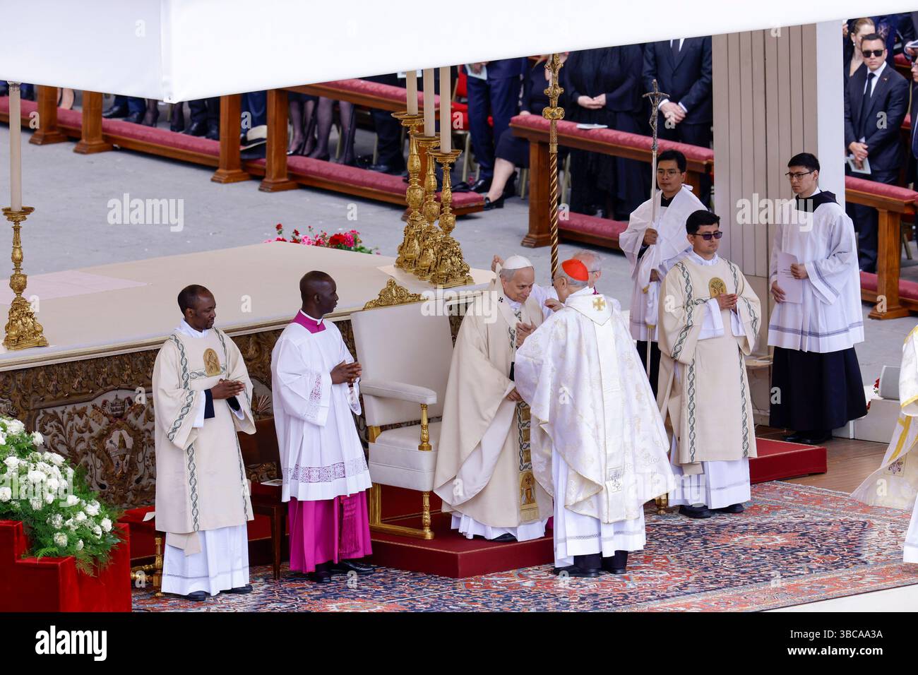 Pope Leo XIV receives the pallium by Italian Cardinal Mario Zenari ...