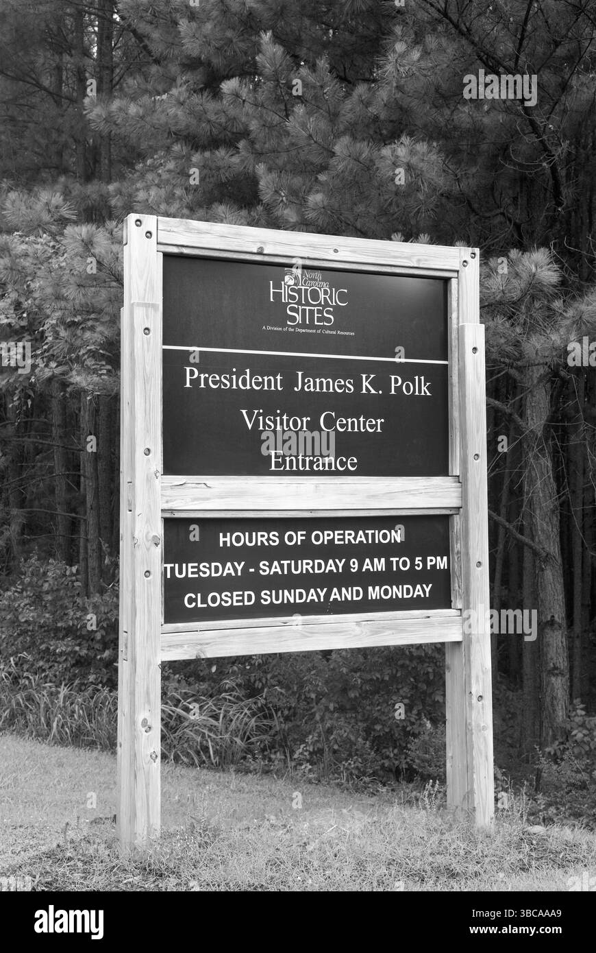 Entrance sign for the President James K. Polk State Historic Site ...