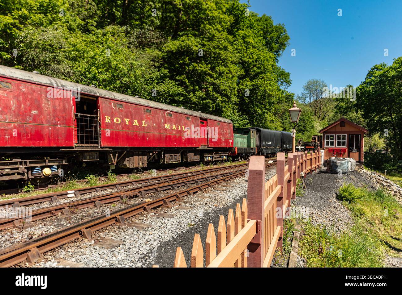Historic locomotives at the Llwyfan Cerrig Station on the heritage ...