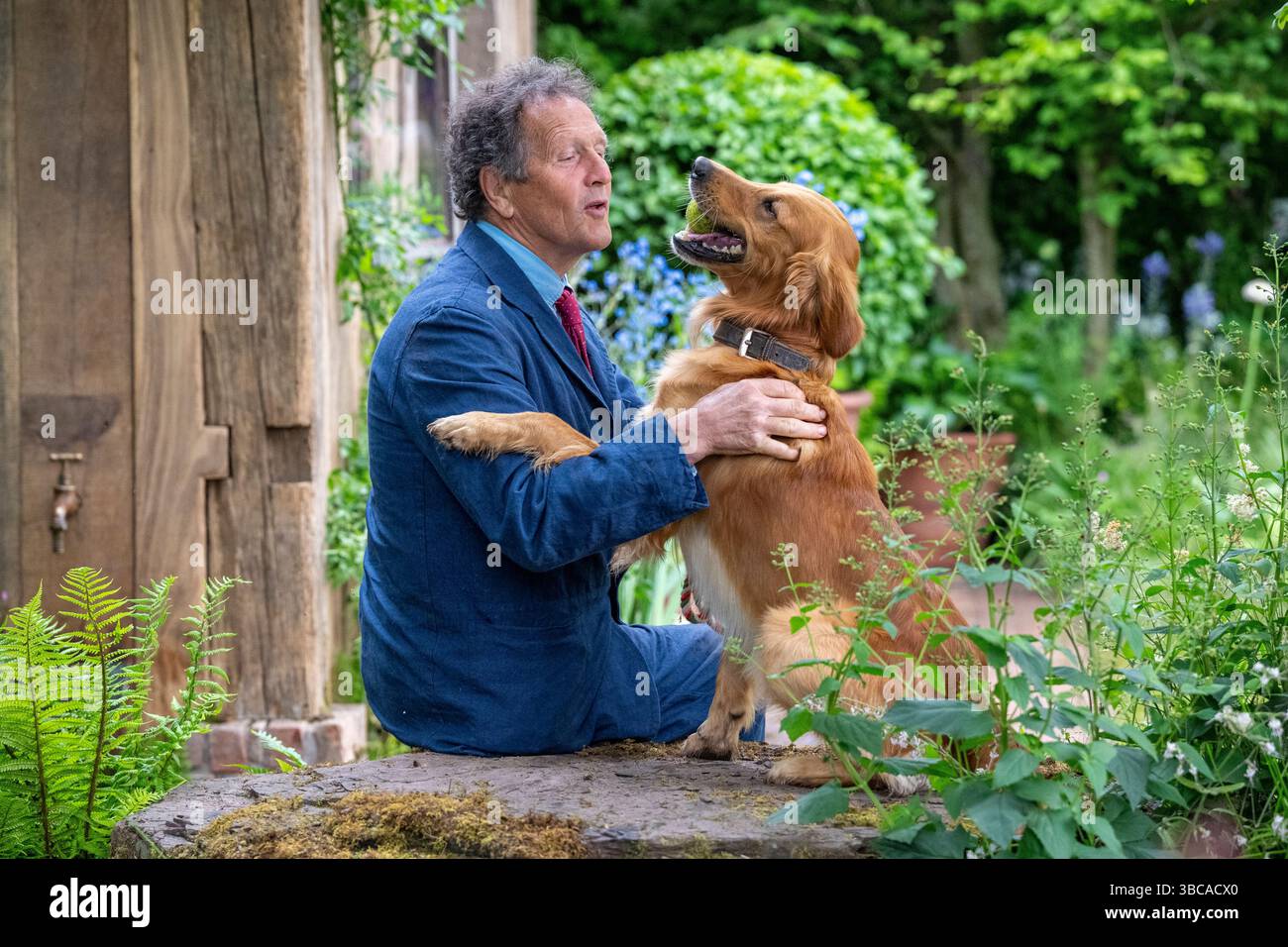 London, UK. 19 May 2025. Monty Don and dog Ned in the RHS and BBC Radio ...