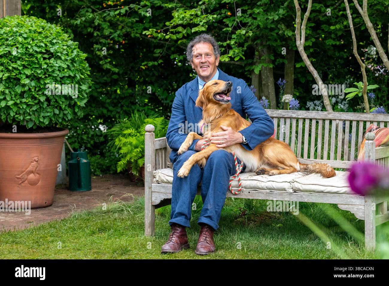 London, UK. 19 May 2025. Monty Don and dog Ned in the RHS and BBC Radio ...