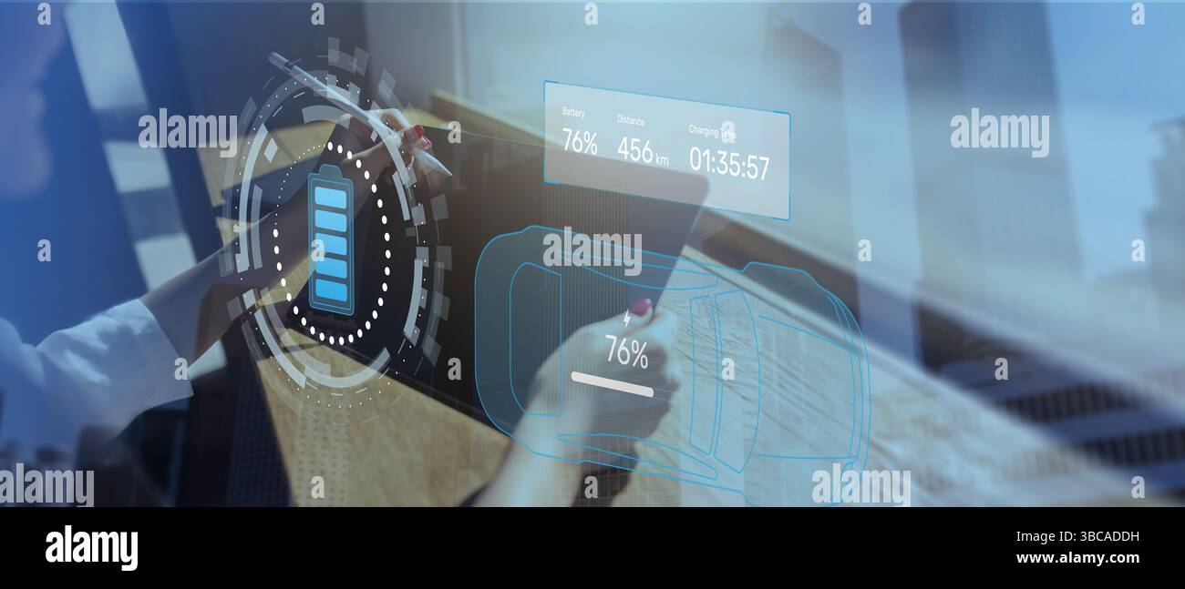 Electric Vehicle Battery Monitoring Dashboard Stock Photo - Alamy