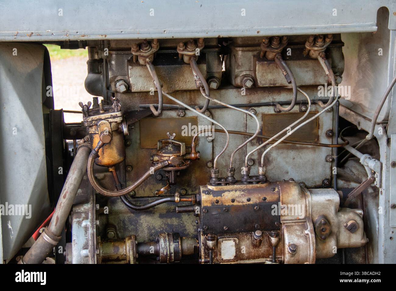 Engine of an old tractor, close-up front view Stock Photo - Alamy