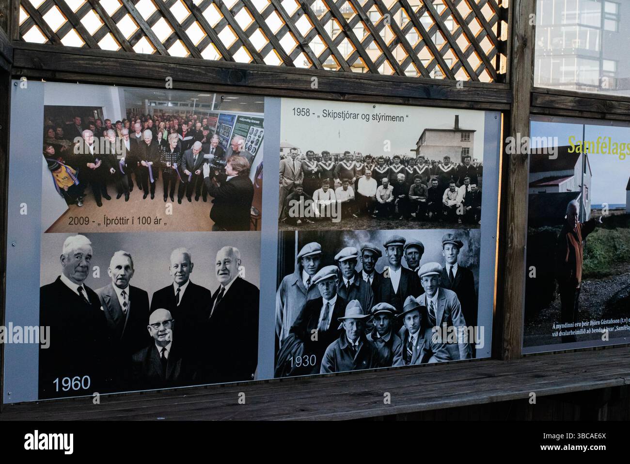 Akranes, Iceland - May 16, 2025: Display of historical images ...