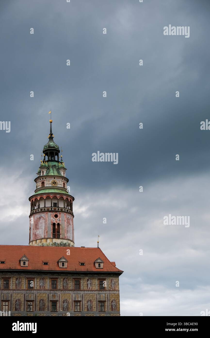 Historic tower with cloudy dramatic sky Stock Photo - Alamy