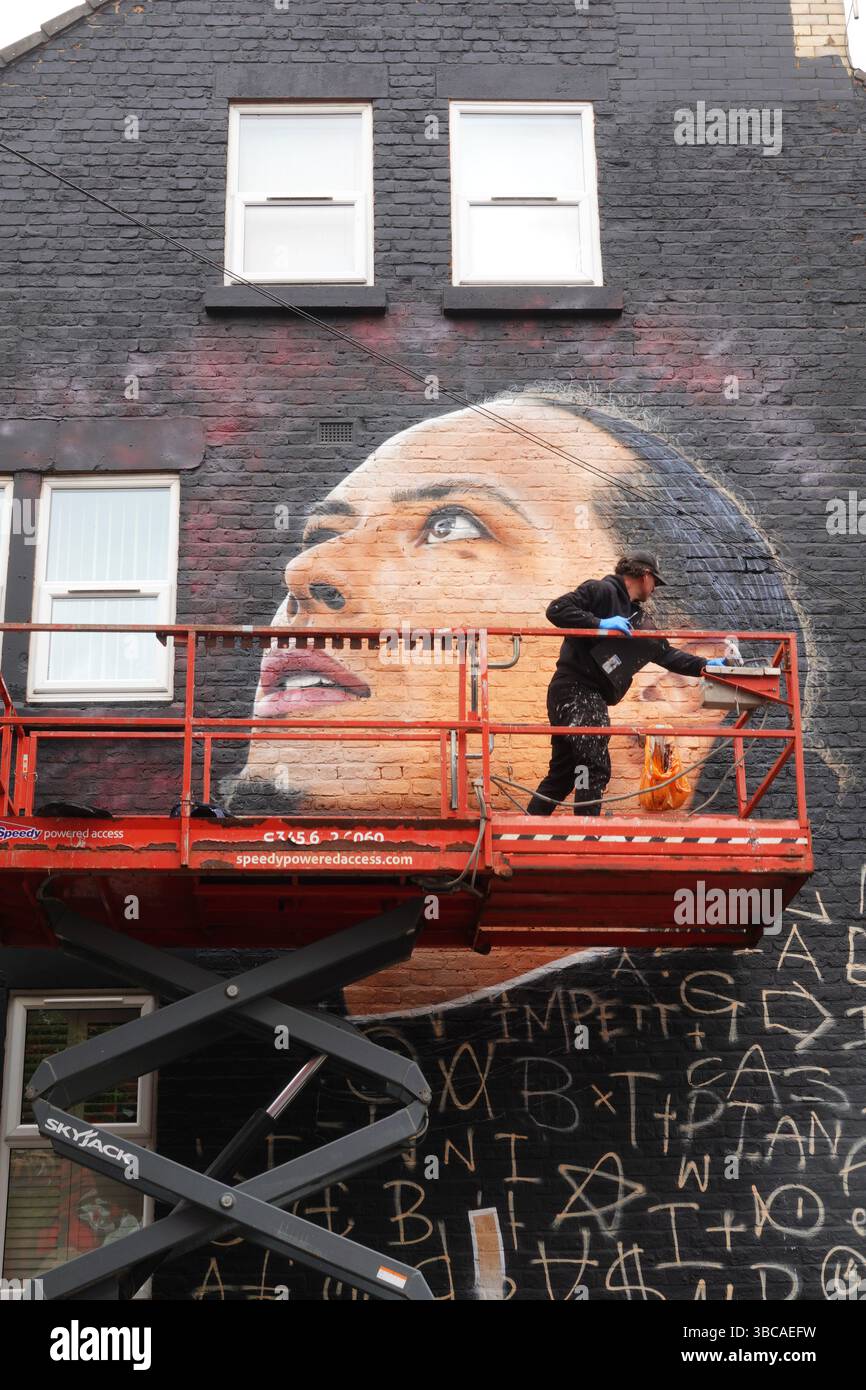 Liverpool, UK. 19th May, 2025. A new mural by Murwalls the artist ...