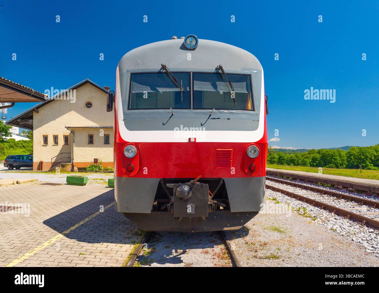 Front view of a typical European diesel train Stock Photo - Alamy