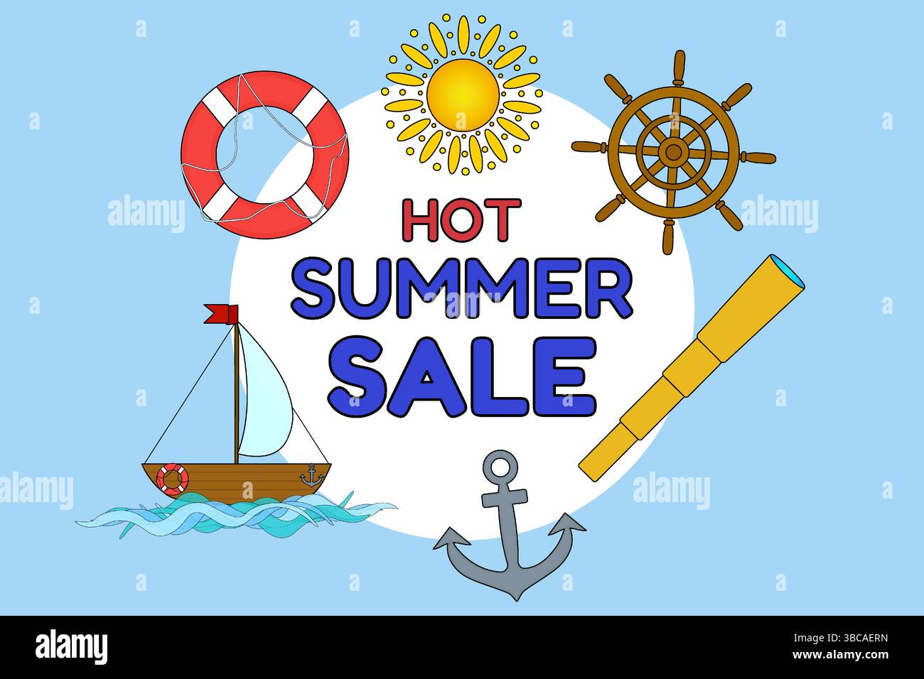 Nautical seaside scene Stock Vector Images - Alamy