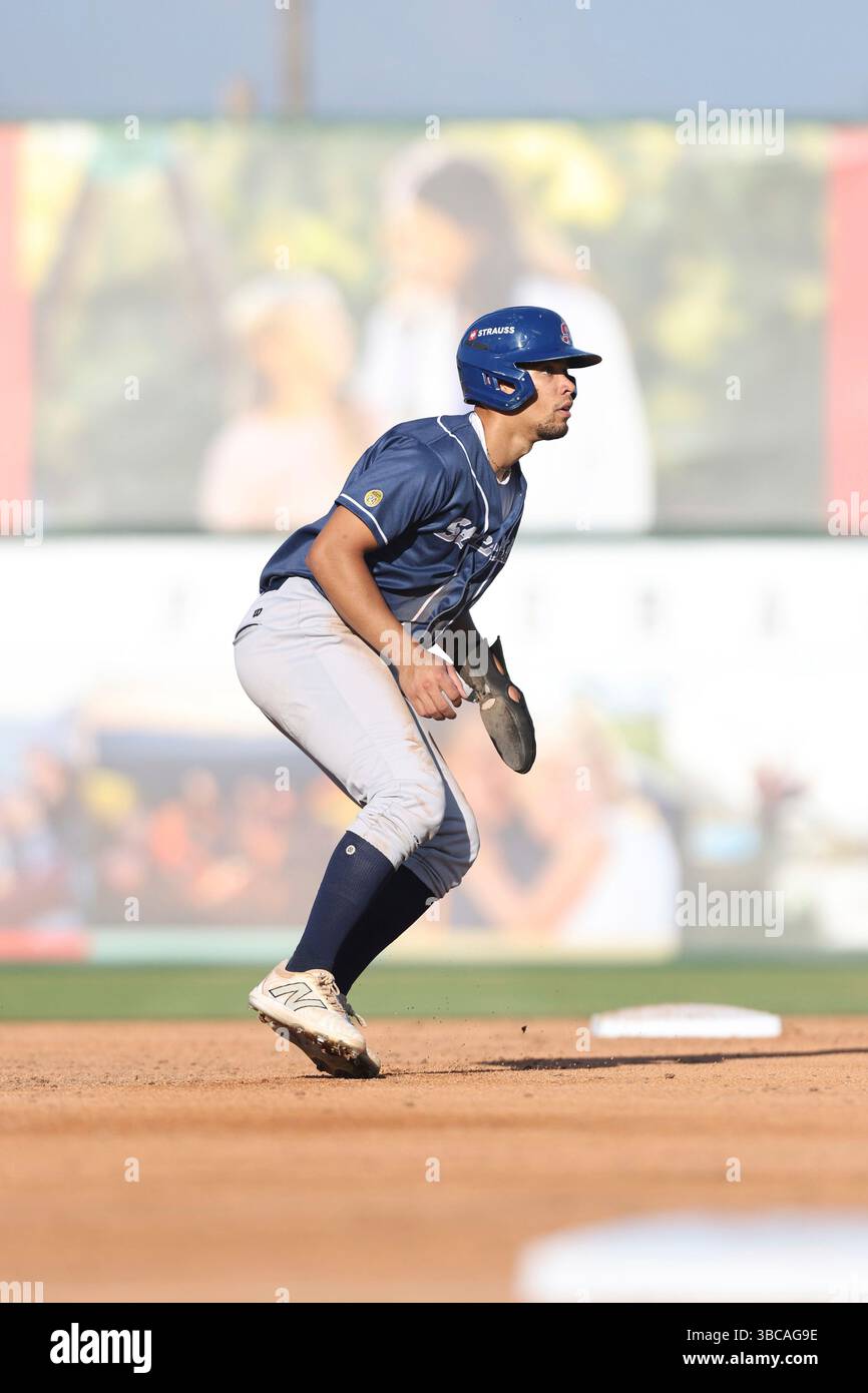 Cameron Leary (4) of the Stockton Ports runs the bases against the ...