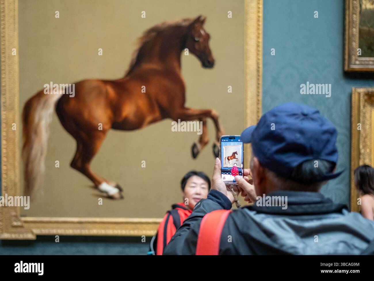 Asian tourists take photos of Whistlejacket by George Stubbs. Oil on ...