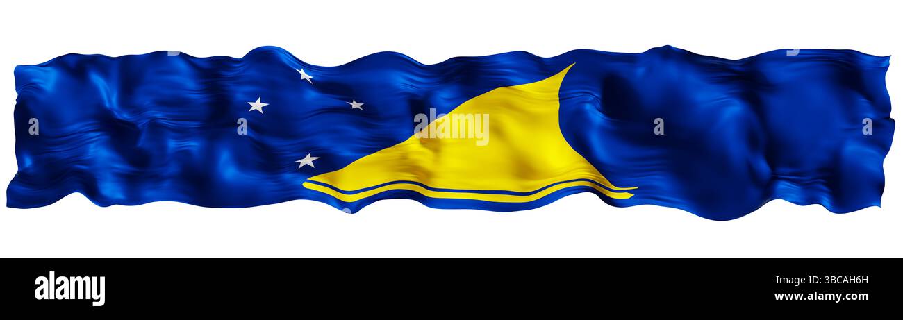 Stylized flag of Tokelau waving in the wind, isolated on white ...