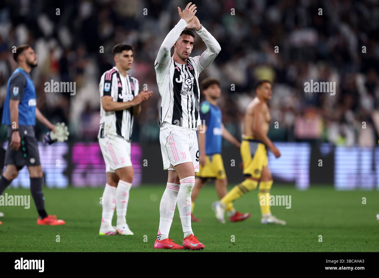 Torino, Italy. 18th May, 2025. Dusan Vlahovic of Juventus Fc celebrates ...