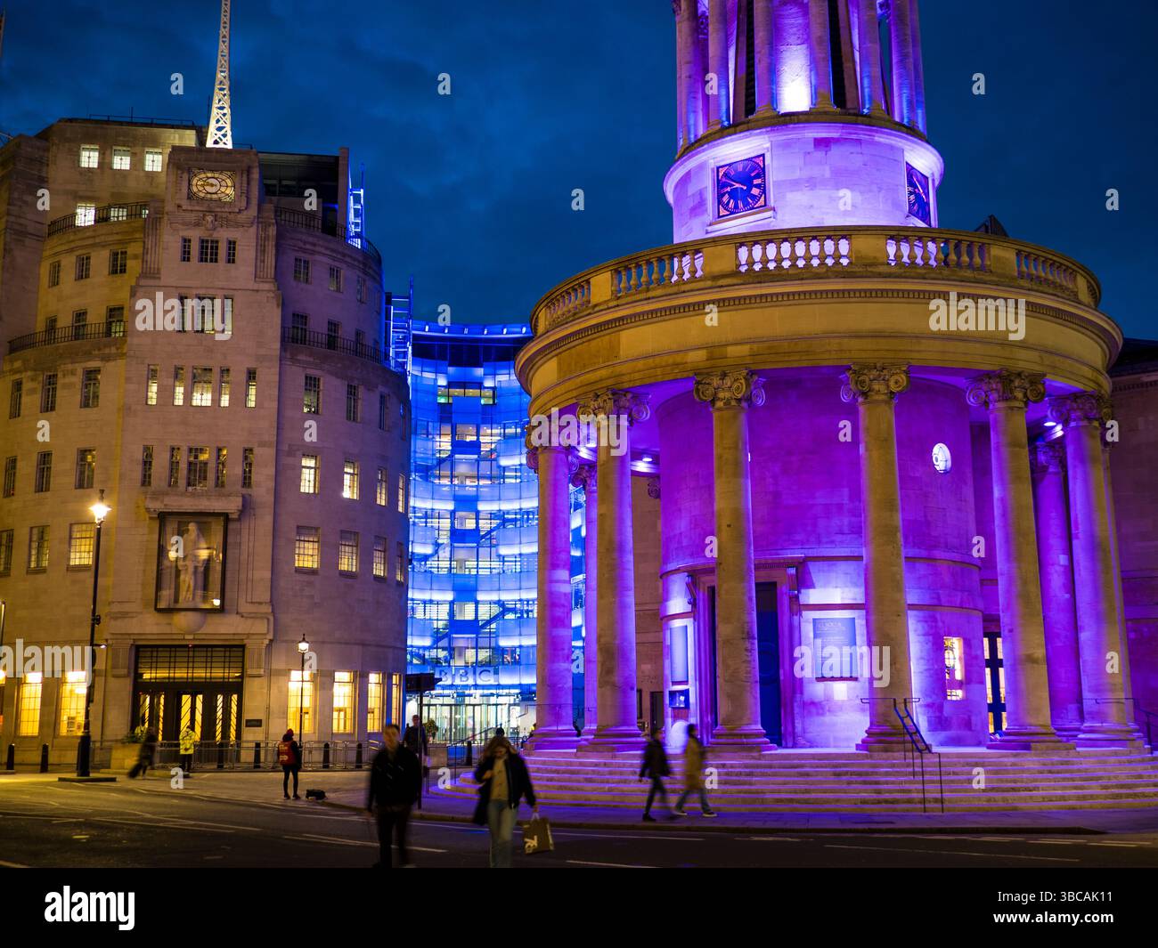 All Souls Langham Place, (John Nash), Nighttime, London, England, UK ...