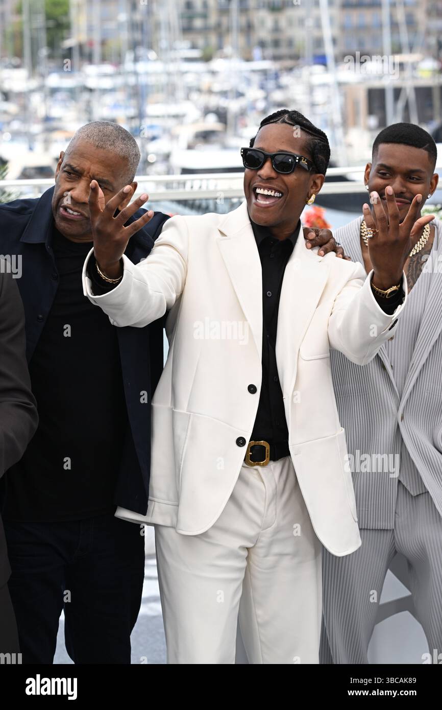 Denzel Washington and ASAP Rocky and during a photocall for Highest 2 ...
