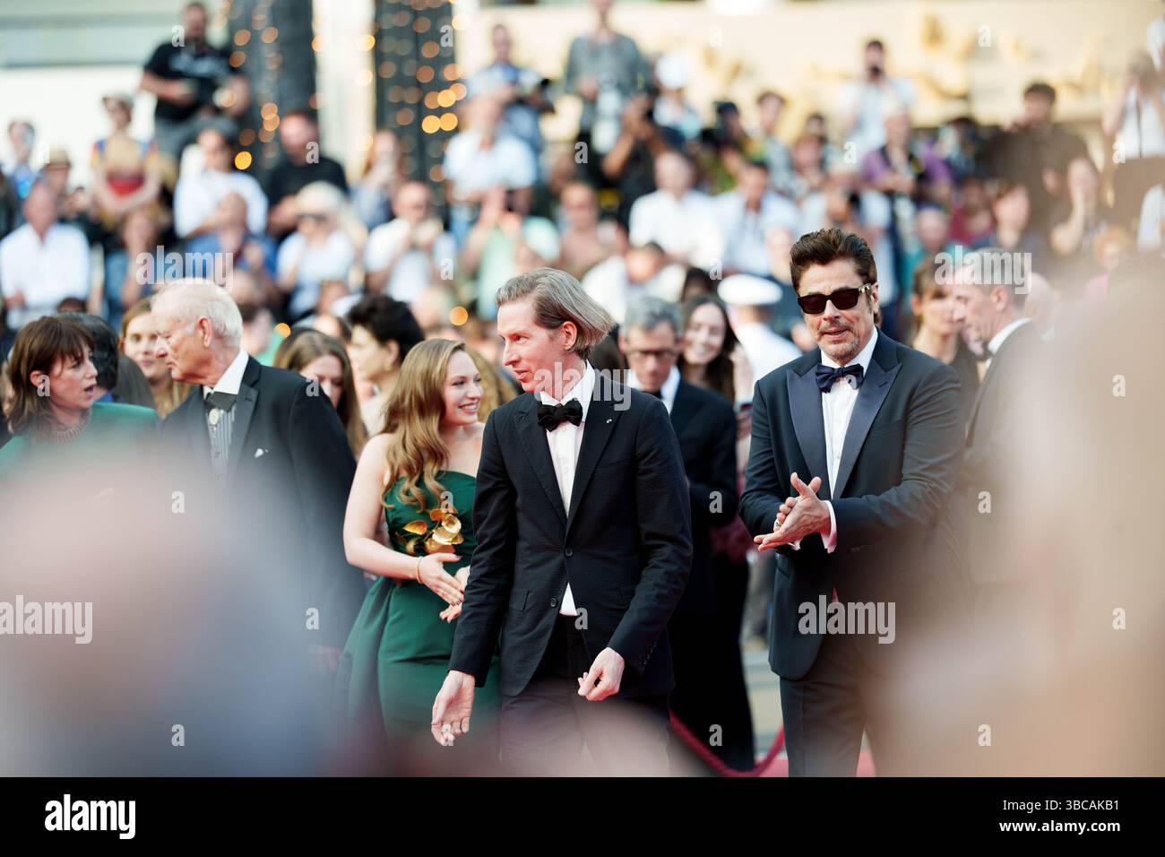 CANNES, FRANCE - MAY 18: Wes Anderson, Mia Threapleton, Riz Ahmed ...