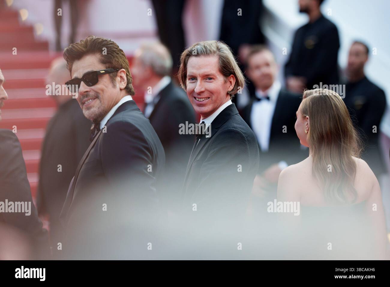 CANNES, FRANCE - MAY 18: Wes Anderson, Mia Threapleton, Riz Ahmed ...