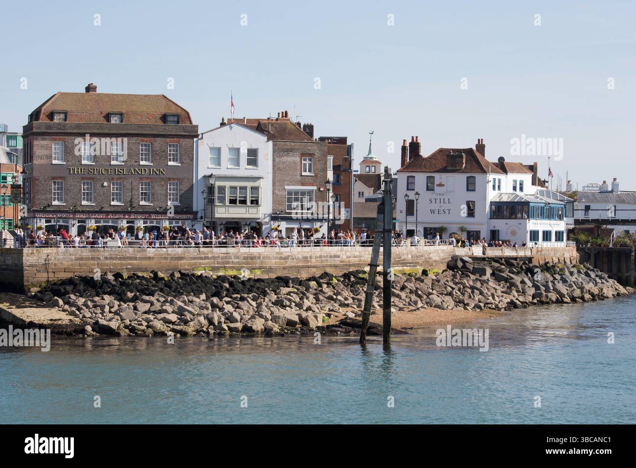Spice Island Inn and Still and West Pubs at Portsmouth UK Stock Photo ...
