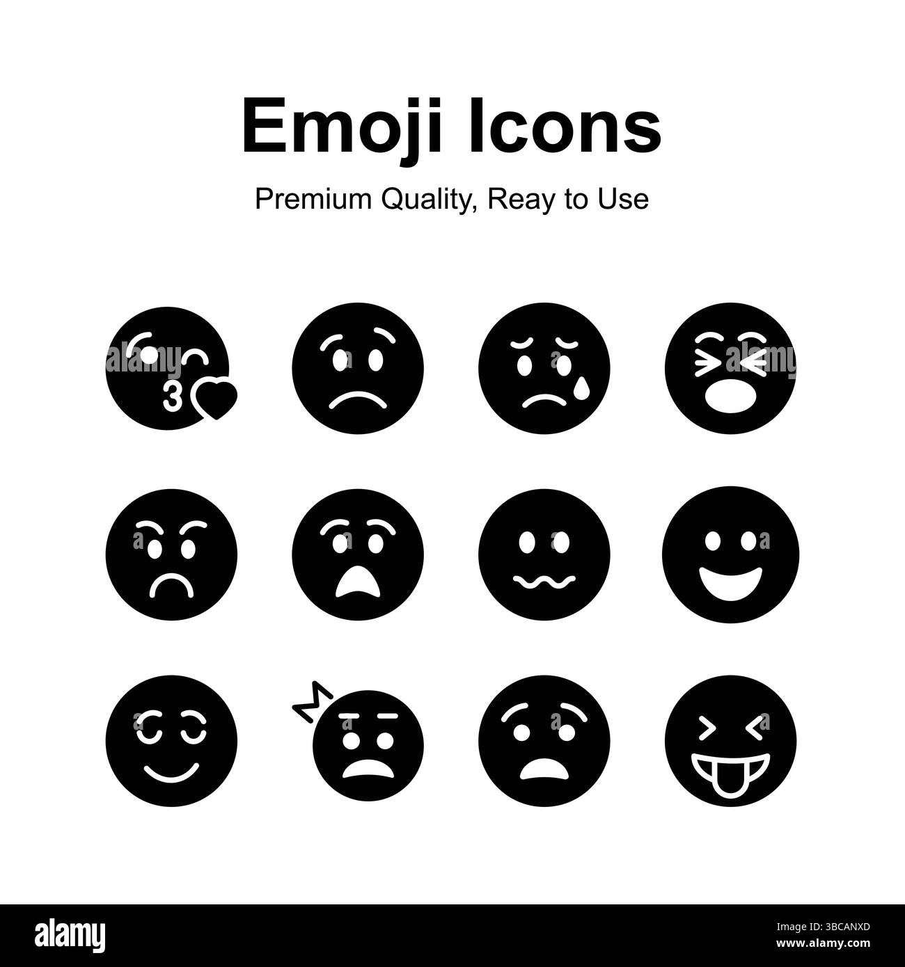 Cute emoji icons, emoticon vectors, isolated on white background Stock ...