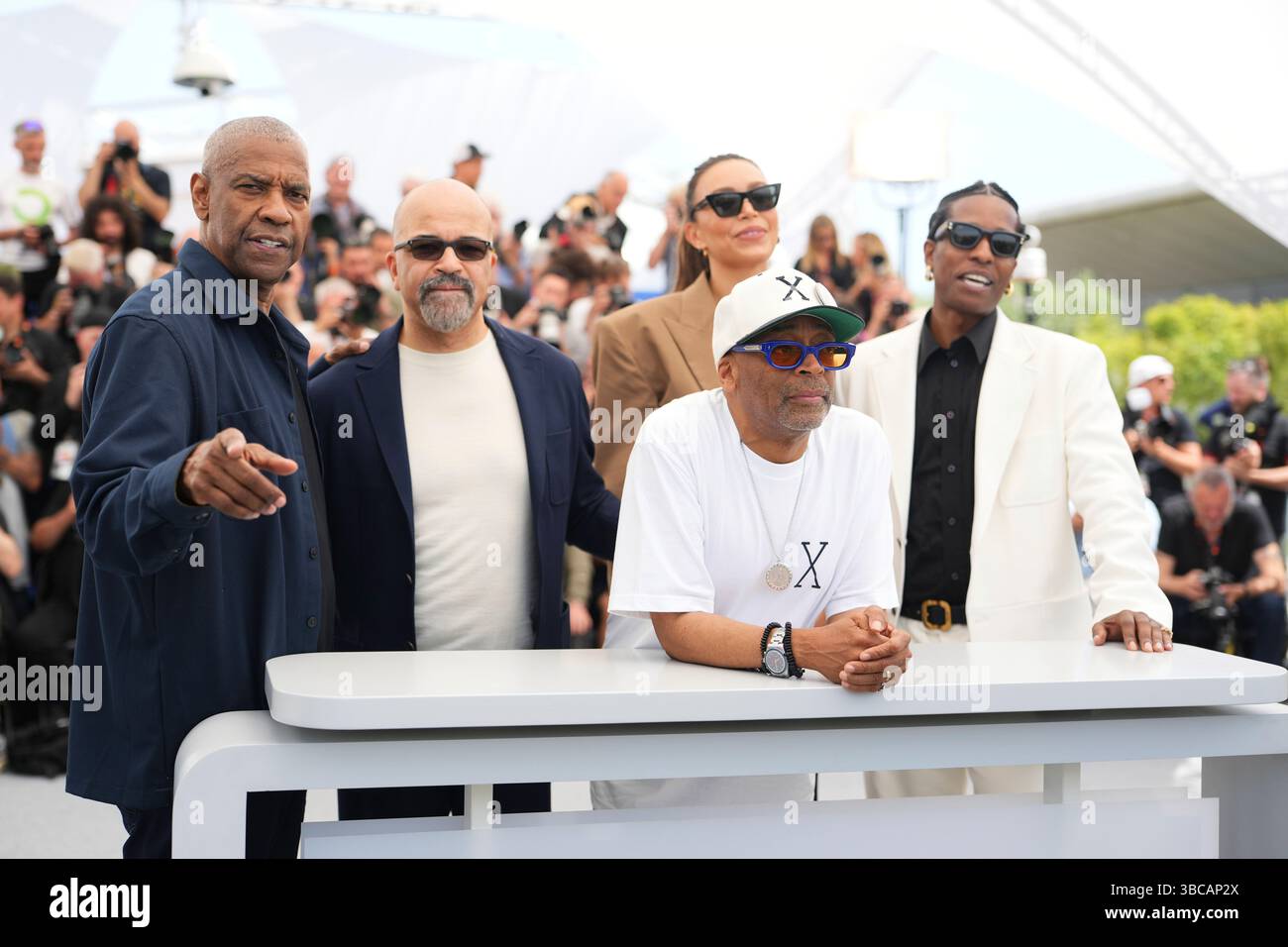 Denzel Washington, from left, Jeffrey Wright, Ilfenesh Hadera, director ...