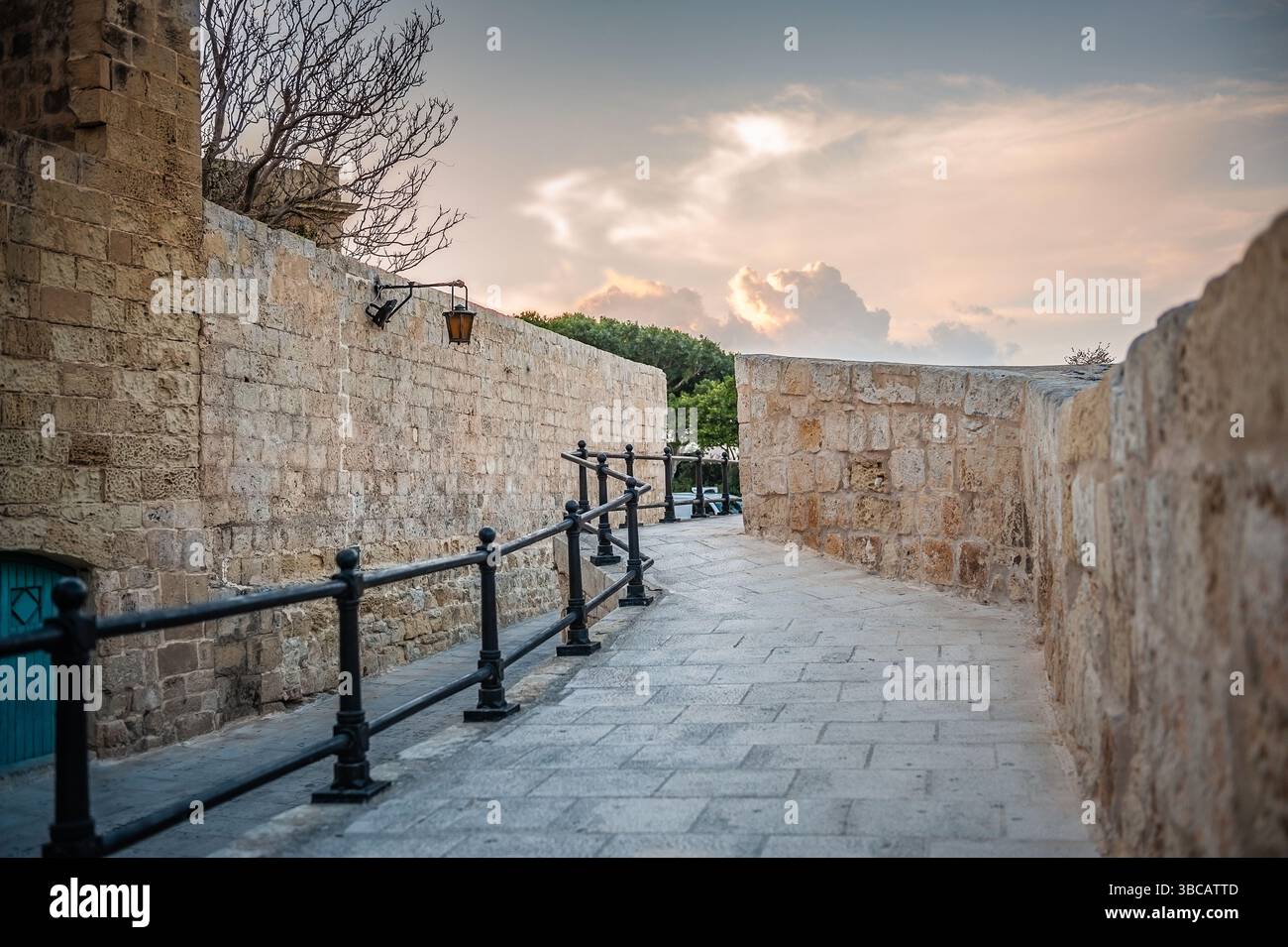 Bastion Square view in Mdina City of Malta. Road to the observation ...