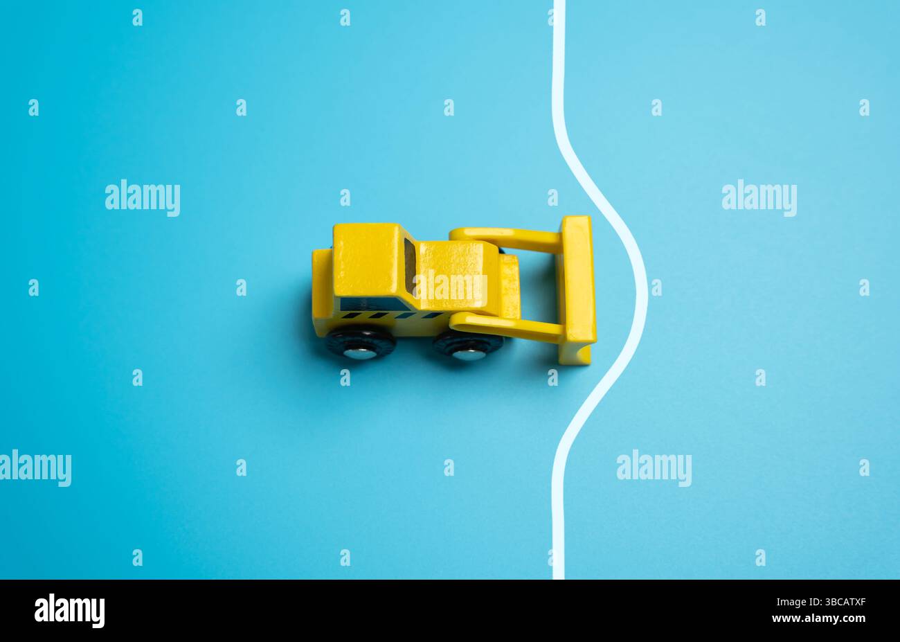 The bulldozer pulls back the border and expands the space. Expansion of ...