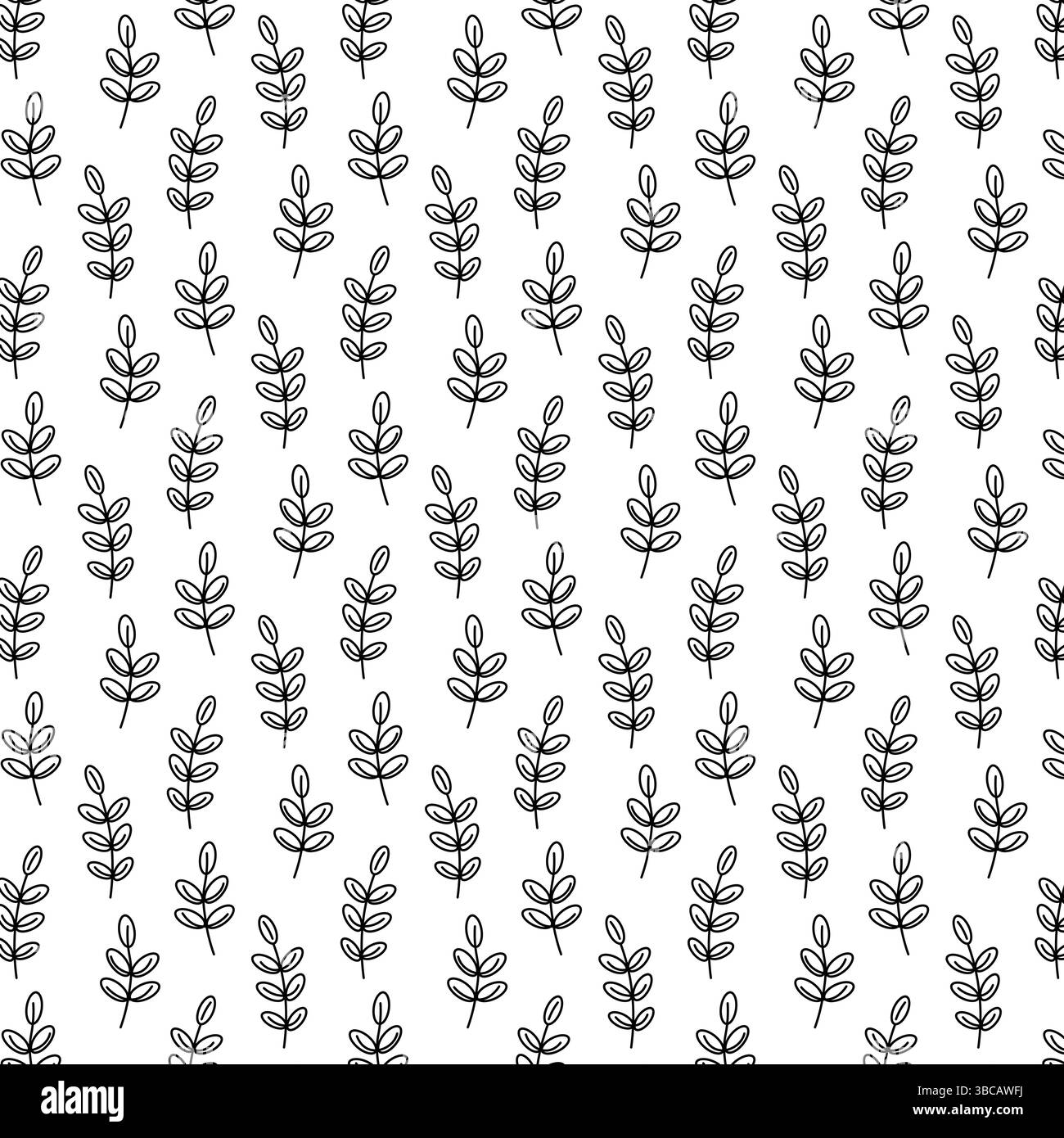 Tree branches with leaves Seamless pattern. Vector graphic line ...