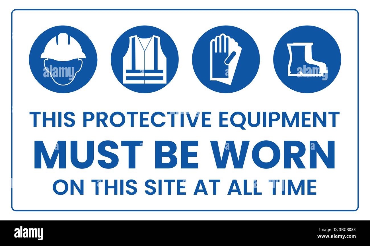 Set of safety equipment signs. Mandatory construction and industry ...
