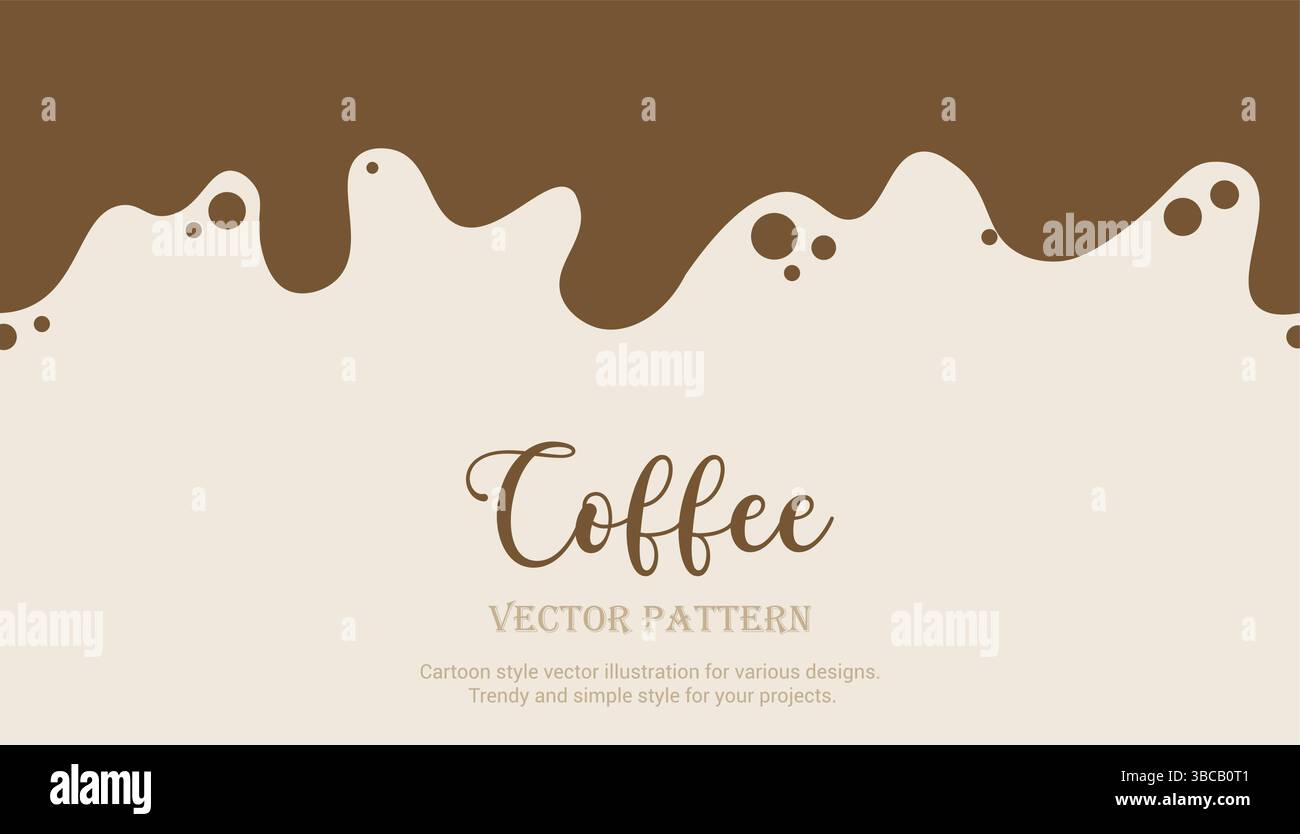 Liquid coffee background. Flat style dripping coffee flat style vector ...