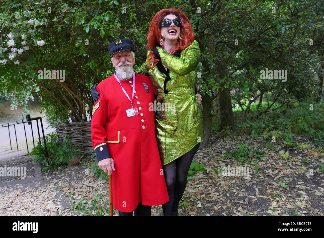 Drag artist Ula Lah poses for a picture with Chelsea Pensioner Michael ...