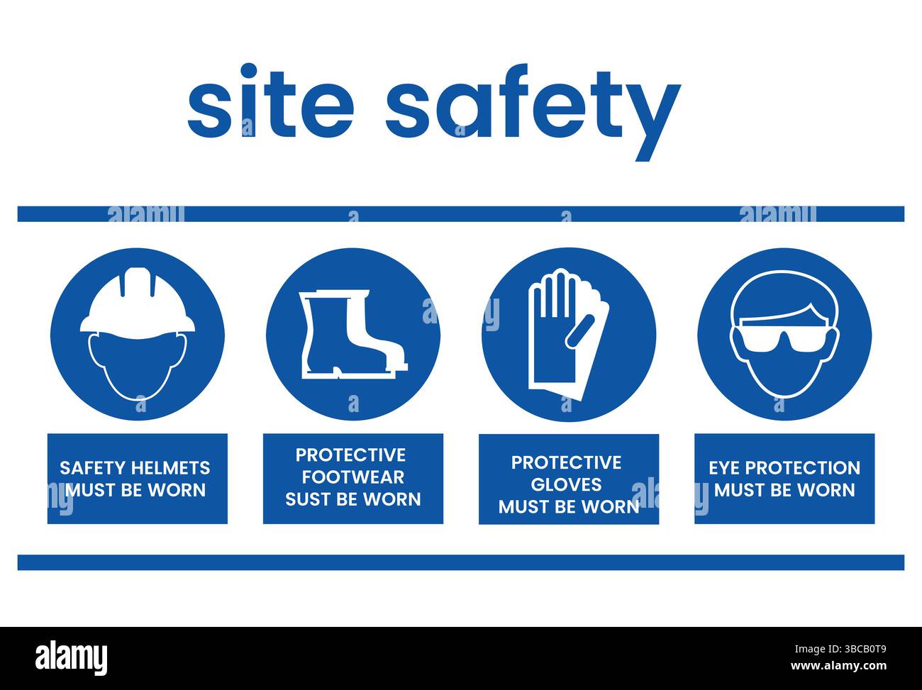 Set of safety equipment signs. Mandatory construction and industry ...