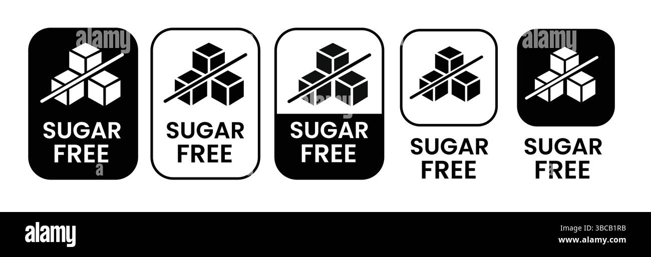 Sugar free icons. Zero sugar label. Set allergen free icons. Allergen ...